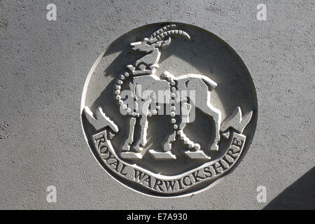 Royal Warwickshire regimental badge emblem crest on a world war one ...