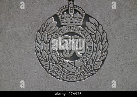 Royal Engineers regimental badge on grave, Cemetery of the Commonwealth ...