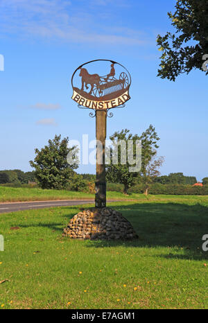 The Brunstead village sign, Norfolk Stock Photo - Alamy