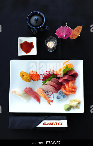 japanese food salmon and tuna sushi delicious Stock Photo - Alamy
