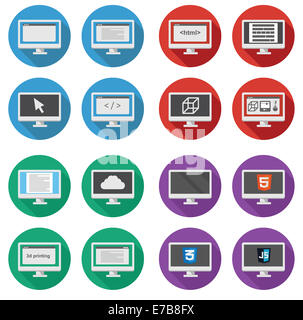 vector collection of web development icons - html css tags and page ...