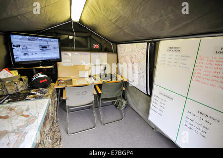 Mobile military command centre, set up on a camouflaged tent Stock ...