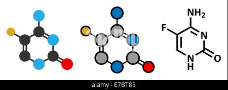 Flucytosine (5-fluorocytosine) antimycotic drug molecule. Stylized ...