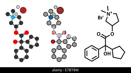 Glycopyrronium bromide (glycopyrrolate) COPD drug molecule. Has ...