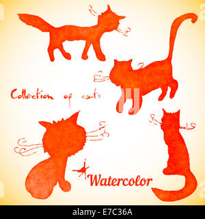 Cats collection - vector silhouette Stock Photo - Alamy