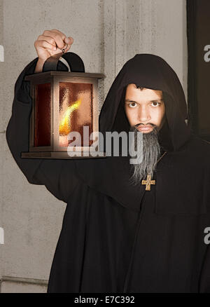 Creepy horror character holding Halloween balloons and looking at ...