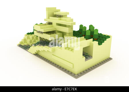 modern house made of plastic bricks isolated on white background Stock ...
