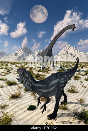 Diplodocus & Allosaurus Confrontation Stock Photo - Alamy