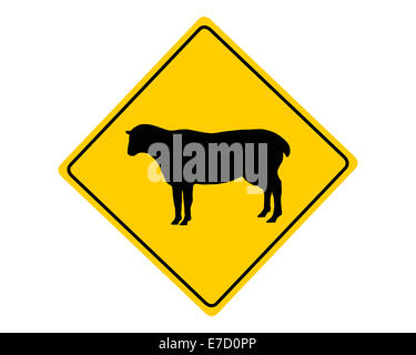 Sheep flock warning sign Stock Photo - Alamy