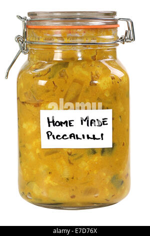 Jar of fresh yellow homemade piccalilli Stock Photo - Alamy