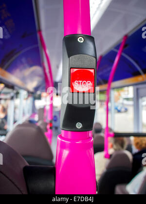 Stop request button on a bus in London, U.K Stock Photo - Alamy