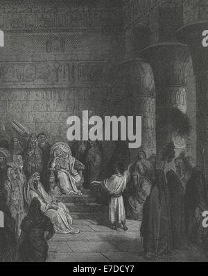 Joseph interpreting Pharaoh's dream; Pharaoh dreaming; Joseph and his ...