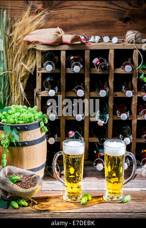 Two pints of homemade beer Stock Photo - Alamy