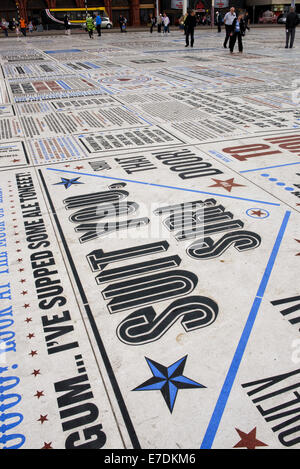 Comedy Carpet in front of Blackpool Tower, created by artist Gordon ...