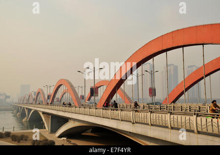 The fen river in taiyuan city, Shanxi Province city scenery on both ...