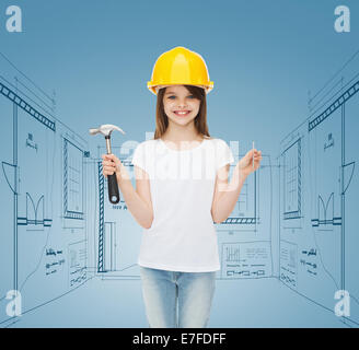 Future engineer. happy kid use hammer repairing tool. building ...