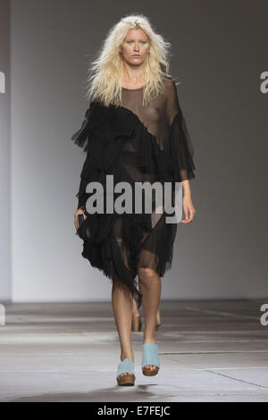 A model walks the runway at the Marques'Almeida Collection during ...