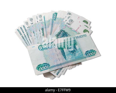 Close-up a pile of one thousand Thai Baht (THB) banknotes of Thailand ...