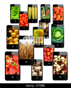 modern mobile phones with different colored images Stock Photo - Alamy
