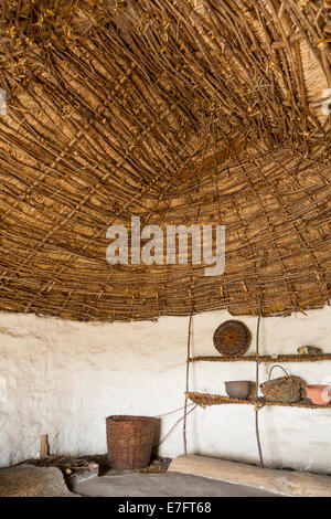 Neolithic, new stone age thatched house or building, reconstructed at ...