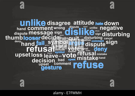 Thumbs Down Refuse Word Cloud Vector On Blackboard Stock Photo - Alamy