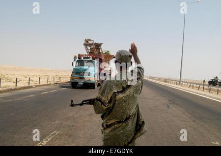 Iraq, Baghdad, road sign on the highway south to Hilla, Karblaa ...