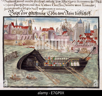 An illustration from the Cöler family album (1560-1632), showing ships ...