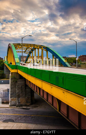 The colorful Howard Street Bridge, in Baltimore, Maryland Stock Photo ...