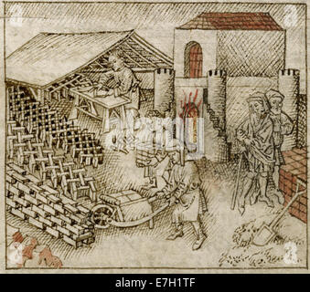 Illustration from a 15th century Flemish Book of Hours showing the ...