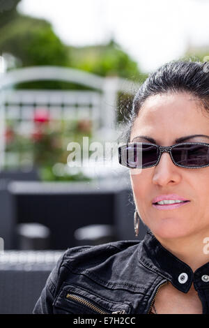 Half face female beauty portrait with day makeup and eyes closed Stock ...