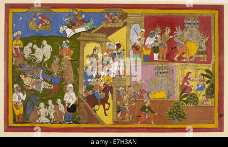 Illustration from the Ramayana, Yuddha Kanda, depicting the scene where ...