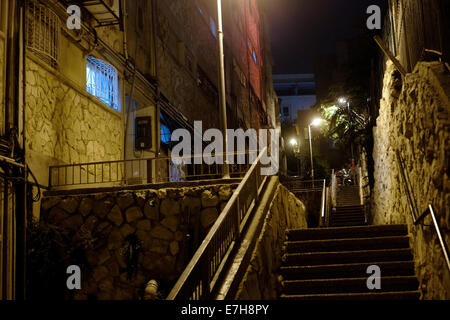 Street scene in Musrara neighbourhood also known by its Hebrew name ...