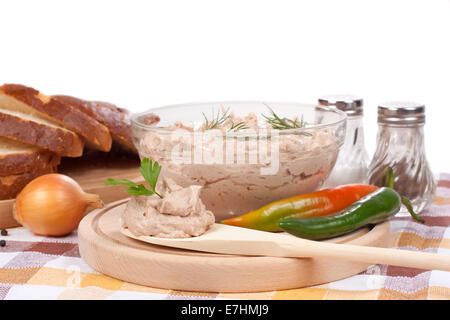 Fresh pate on bread isolated on white Stock Photo - Alamy