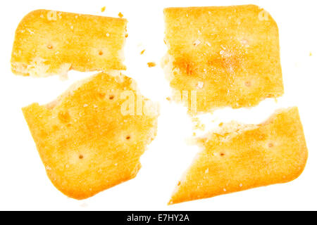 broken crunchy cracker isolated on white background Stock Photo - Alamy