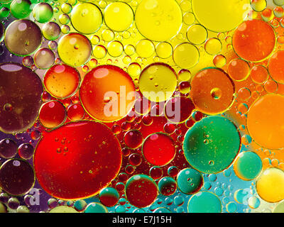 small drops of oil in water, reflection with light, macro photo Stock ...