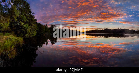 Sunrise at a lake, near Ed, Dalsland, Västra Götaland, Sweden Stock ...