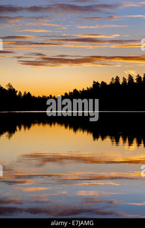 Sunrise at a lake, near Ed, Dalsland, Västra Götaland, Sweden Stock ...