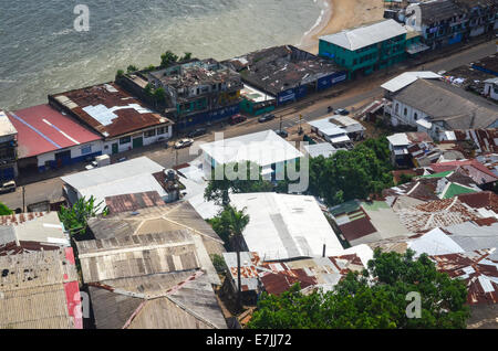 Aerial view of the city of Monrovia, Liberia, taken from the top of the ...