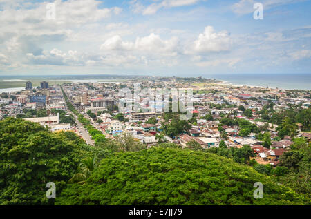 Aerial view of the city of Monrovia, Liberia, taken from the top of the ...
