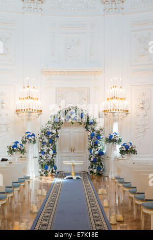 Wedding ceremony hall ready for couple and guests Stock Photo - Alamy