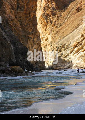 Frozen river trekking in the indian Himalayan mountains, Ladakh./India ...