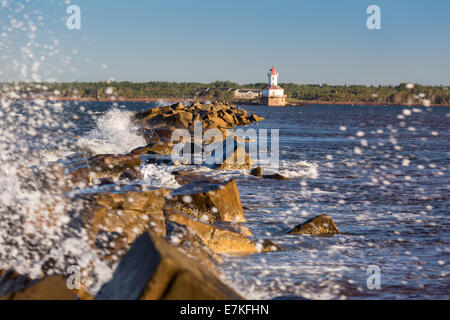 Indian Head Lighthouse at the mouth of the harbor in Summerside, Prince ...