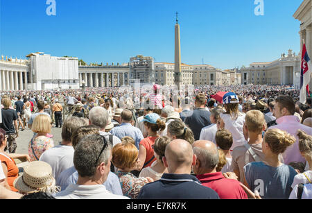 City of Vatican, Italy. The Pope greeting and blessing the gathered ...