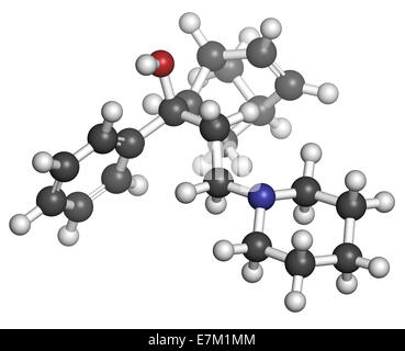 Biperiden Parkinson's disease drug molecule. Stylized skeletal formula ...