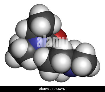 Diethylcarbamazine anthelmintic drug molecule. White skeletal formula ...