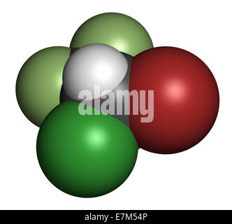 Halothane. Molecular model of the anaesthetic drug halothane (C2.H.Br ...
