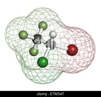 Halothane. Molecular model of the anaesthetic drug halothane (C2.H.Br ...