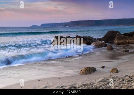 Incoming Tide at Sennen Cove in Cornwall Stock Photo - Alamy