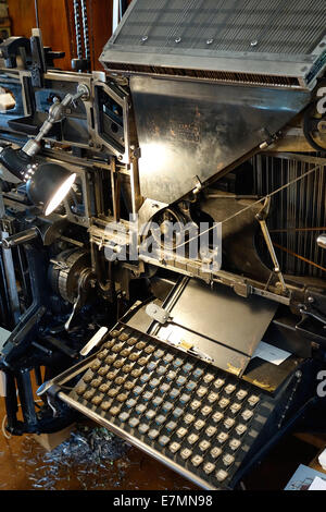 The keyboard of an old Linotype machine Stock Photo - Alamy