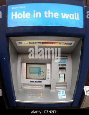 Barclays bank hole in the wall ATM cash machine, London, England, UK ...